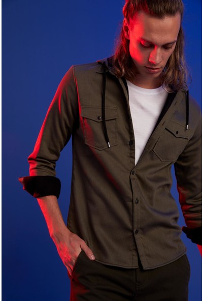 DeFacto Regular Fit İçi Polar Kapüşonlu Gömlek Ceket S9230AZ20WN DeFacto Regular Fit İçi Polar Kapüşonlu Gömlek Ceket S9230AZ20WN