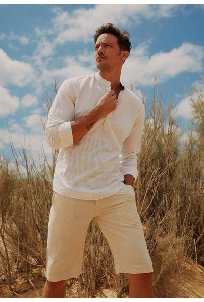 Defacto Regular Fit Keten Bermuda Şort N4989AZ20SM
