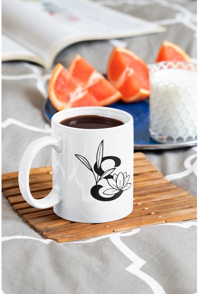 Bibaskıyap Monogram S Harfli Baskılı Beyaz Kupa Bardak Bibaskıyap Monogram S Harfli Baskılı Beyaz Kupa Bardak