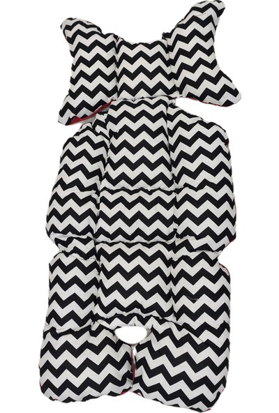 Bebek Atölyesi Puset Minderi Zigzag Desen Kırmızı Kombin