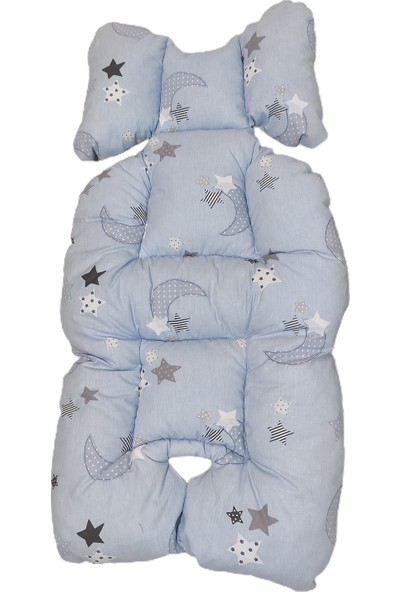 Bebek Atölyesi Puset Minderi Mavi Ay ve Yıldız Desenli Bebek Atölyesi Puset Minderi Mavi Ay ve Yıldız Desenli