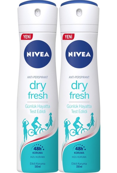Nivea Dry Fresh Kadın Sprey Deodorant 150 ml 2'li Avantaj Paketi