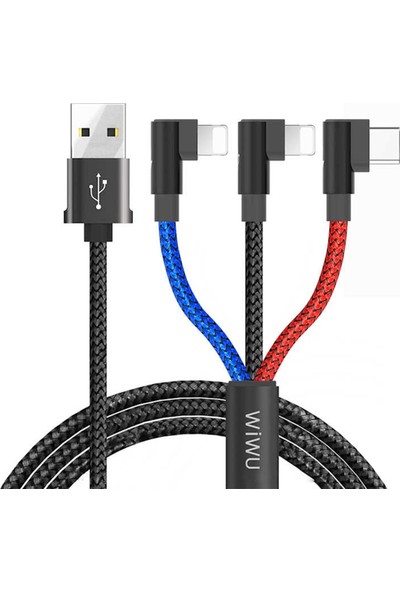 Wiwu YZ106 Dual Lightning + Type-C USB Cable Wiwu YZ106 Dual Lightning + Type-C USB Cable