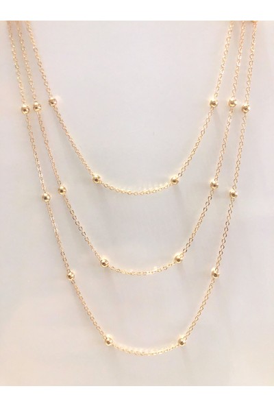 Asya Aksesuar Kadın 3lü Top Zincir Kolye