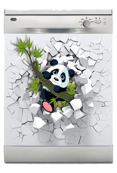 Jasmin2020 Bulaşık Makinesi Sticker Kaplama Etiketi Şirin Panda