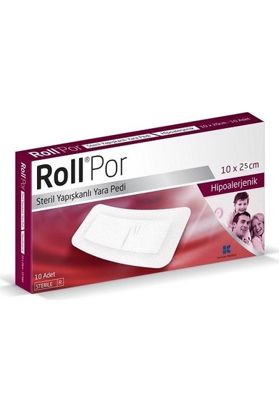 Roll Por 10X25 cm Steril Yapışkanlı Yara Pedi 1 Adet