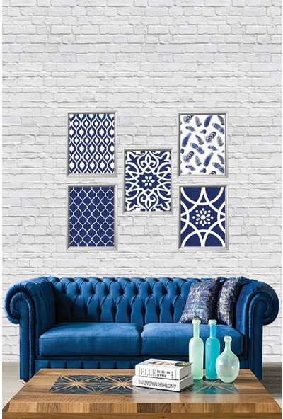 Vivas Lacivert Desenli Tablo Seti