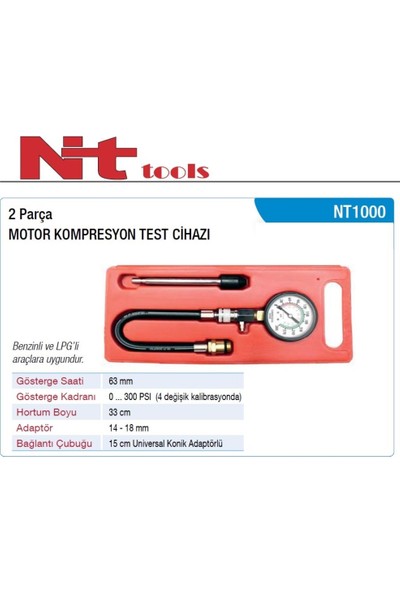 Nt Tools NT1000 Motor Kompresyon Test Cihazı 2 Parça Nt Tools NT1000 Motor Kompresyon Test Cihazı 2 Parça
