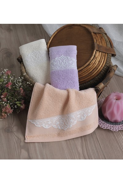 Maxstyle Pamuk Elıssa Havlu 30X50 3lü Set (Krem-Somon-Lila) Maxstyle Pamuk Elıssa Havlu 30X50 3lü Set (Krem-Somon-Lila)