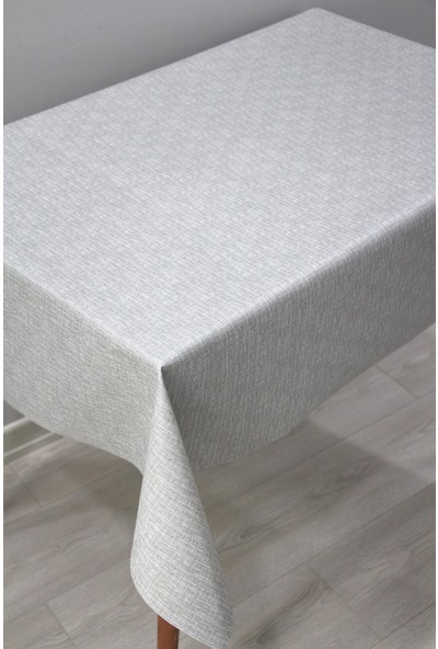 Elyaf Astarlı Silinebilir Pvc Muşamba Masa Örtüsü - Gri Keten