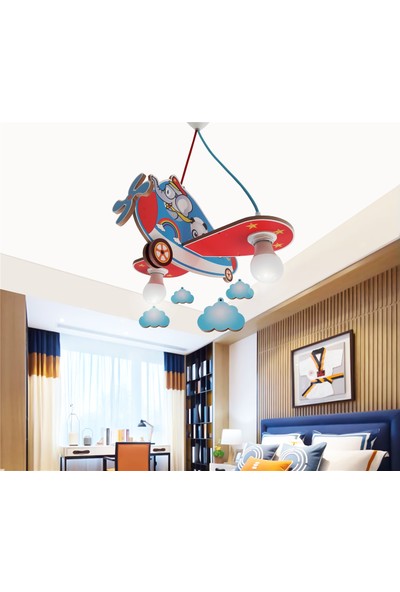 Arya Ahşap Uçak Fil Çocuk Odası Aydınlatma