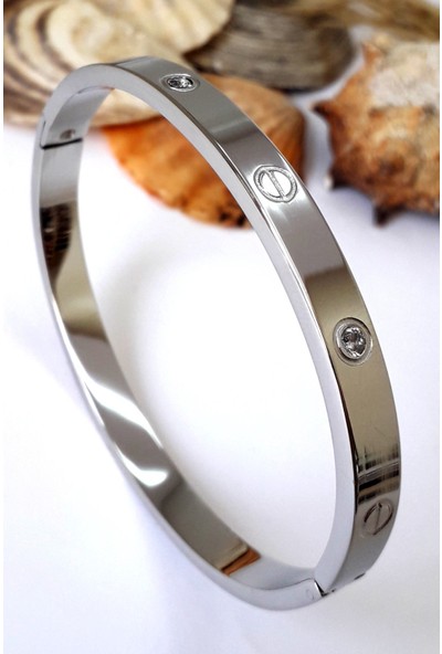 Novella Takı Zirkon Taşlı Paslanmaz Çelik Cartier Bileklik Bilezik 18 cm Novella Takı Zirkon Taşlı Paslanmaz Çelik Cartier Bileklik Bilezik 18 cm