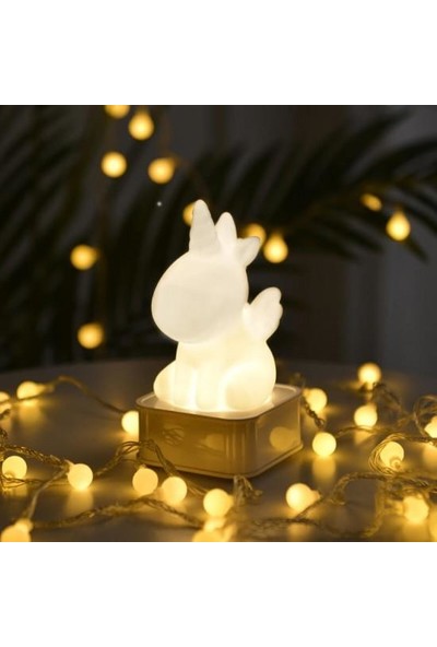 Hdmarketim Dokunmatik Sese Duyarlı Renk Değiştiren Unicorn LED Lamba Beyaz Hdmarketim Dokunmatik Sese Duyarlı Renk Değiştiren Unicorn LED Lamba Beyaz