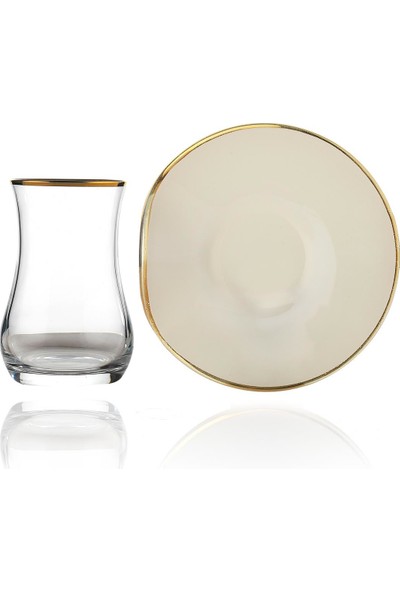 Schafer Natur Cam Çay Seti 12 Parça Krem