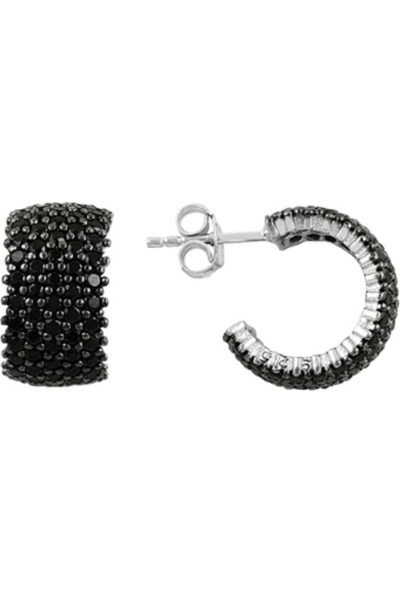 Candie Silver Siyah Oniks Taşlı Beş Sıra Tamtur Gümüş Kadın Küpe Candie Silver Siyah Oniks Taşlı Beş Sıra Tamtur Gümüş Kadın Küpe