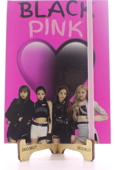 Deco Elit Lastikli Noktalı Sert Kapak Black Pink Defter