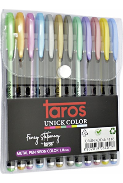 Taros Unıck Metalik Jel Kalem 12'li Set 4116 Taros Unıck Metalik Jel Kalem 12'li Set 4116