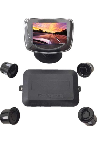 Carub Park Sensörü Tv Tip Ekranlı Siyah 4 Sensör Carub Park Sensörü Tv Tip Ekranlı Siyah 4 Sensör