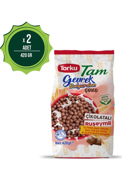 Torku Tam Tanem Çoko Ruşeymli Bulgur Gevreği Çikolatalı 420 Gr X2 Torku Tam Tanem Çoko Ruşeymli Bulgur Gevreği Çikolatalı 420 Gr X2