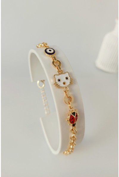 ÇLK Accessories Hello Kity Figür Bileklik Gold B250