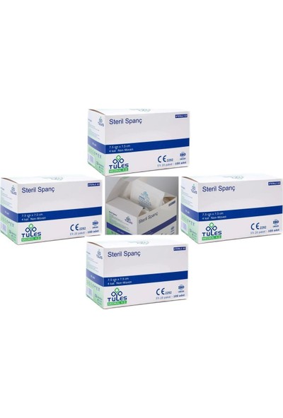 Tules Steril Spanç Emici Kompres 7,5 x 7,5cm 100'lü 4 Kutu Tules Steril Spanç Emici Kompres 7,5 x 7,5cm 100'lü 4 Kutu