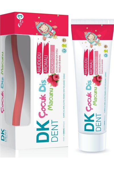 Dk Dent Ahududu Aromalı ve Adaçayı Özlü Çocuk Diş Macunu + Diş Fırçası Dk Dent Ahududu Aromalı ve Adaçayı Özlü Çocuk Diş Macunu + Diş Fırçası