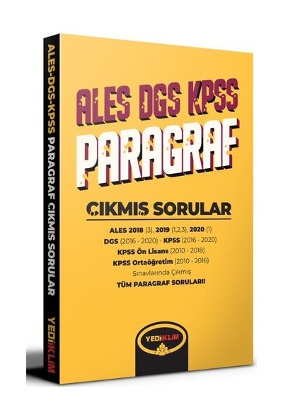 Yediiklim Yayınları Ales Dgs KPSS Paragraf Çıkmış Sorular Yediiklim Yayınları Ales Dgs KPSS Paragraf Çıkmış Sorular