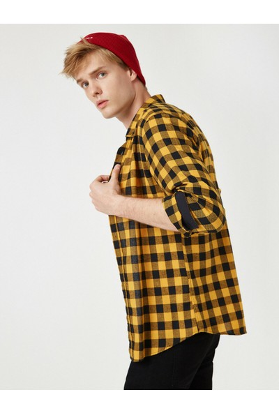 Koton Kareli Uzun Kollu Klasik Yaka Gömlek