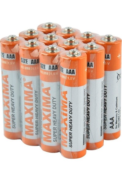 Maxima R03 1.5V AAA Çinko Karbon (S.Heavy Duty) İnce Kalem Pil 12'li paket