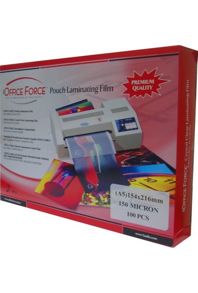 Office Force 150 Mic.A5 (154x216) Parlak Laminasyon Filmi 100’lü Office Force 150 Mic.A5 (154x216) Parlak Laminasyon Filmi 100’lü