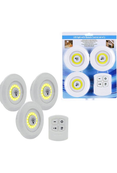 Rennway 3lü Uzaktan Kumandalı Yapışkanlı Kablosuz LED Spot Lambalar Rennway 3lü Uzaktan Kumandalı Yapışkanlı Kablosuz LED Spot Lambalar