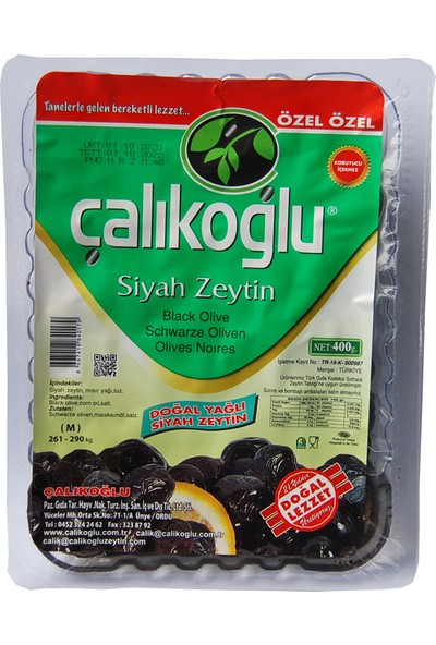 Çalıkoğlu Gemlik Siyah Zeytin 400 gr (261-290) M