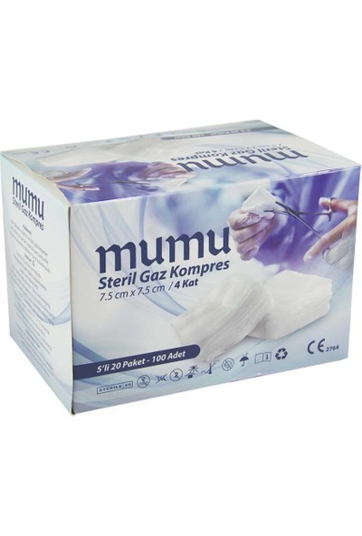 Mumu Steril Spanç Gazlı Bez 7,5x7,5 cm 20 Paket 100 Adet