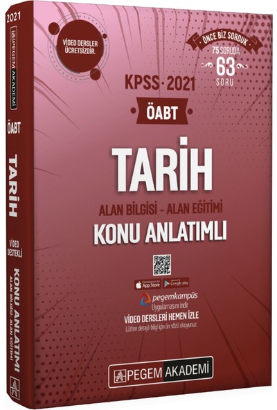 Pegem Akademi KPSS 2021 ÖABT Tarih Video Destekli Konu Anlatımlı Pegem Akademi KPSS 2021 ÖABT Tarih Video Destekli Konu Anlatımlı