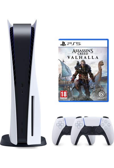 Sony PS5 Playstation 5 Oyun Konsolu + 2. Kollu + Assassins Creed Valhalla Sony PS5 Playstation 5 Oyun Konsolu + 2. Kollu + Assassins Creed Valhalla