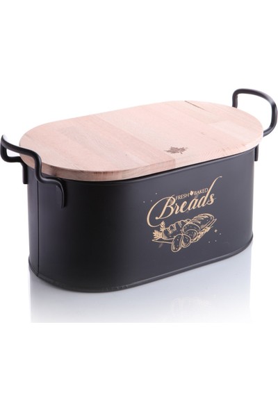 Kitchen Chef Bambu Kapaklı Lüx Metal Ekmek Kovası Kitchen Chef Bambu Kapaklı Lüx Metal Ekmek Kovası