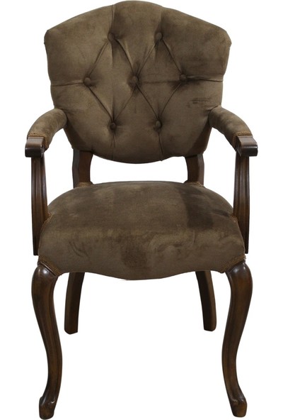 Bengi Kolçaklı Ahşap Berjer Sandalye Kına Yeşili