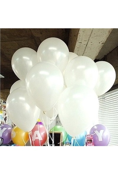 Organizasyon Pazarı 12 Inç Metalik Beyaz Balon 25'li