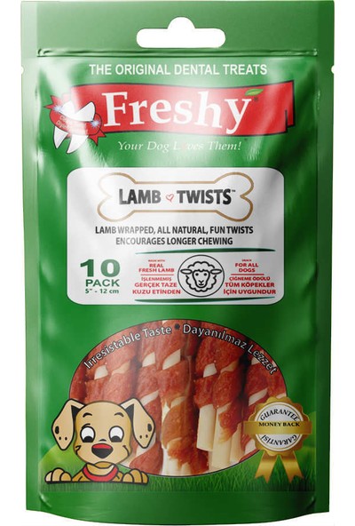 Freshy Lamb Twists Kuzu Etli Burgu Çubuk 10 Adet 100 gr Freshy Lamb Twists Kuzu Etli Burgu Çubuk 10 Adet 100 gr