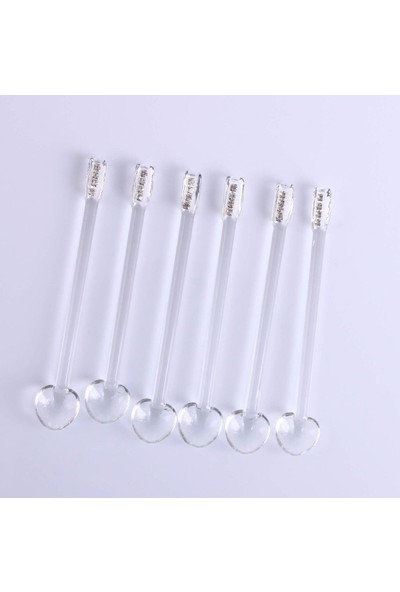 Kristalgalerisi Cam Çay Kaşığı Taş Süslemeli Platin