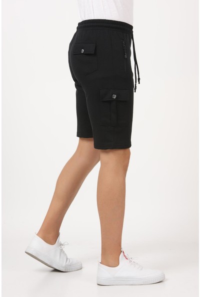 Tena Moda Erkek Siyah Kargo Cepli Şort Tena Moda Erkek Siyah Kargo Cepli Şort