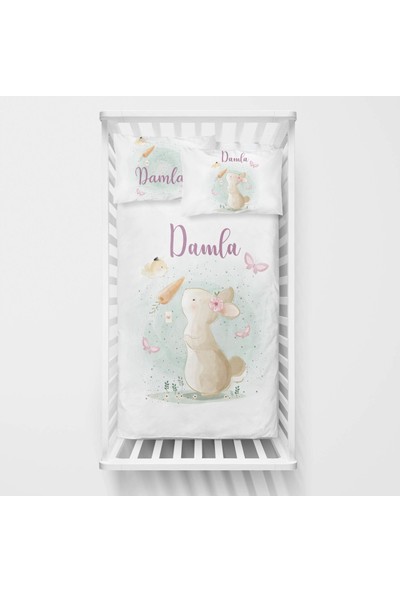 Homamia Kişiye Özel Bebek Nevresim Takımı Tavşan Homamia Kişiye Özel Bebek Nevresim Takımı Tavşan