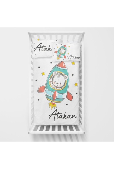 Homamia Kişiye Özel Bebek Nevresim Takımı Astronot Ayı Homamia Kişiye Özel Bebek Nevresim Takımı Astronot Ayı