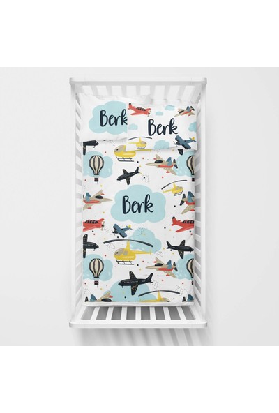 Homamia Kişiye Özel Bebek Nevresim Takımı Uçak Homamia Kişiye Özel Bebek Nevresim Takımı Uçak