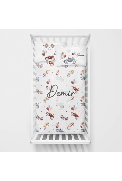 Homamia Kişiye Özel Bebek Nevresim Takımı Balonlu Araba