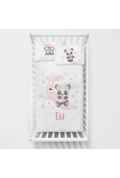 Homamia Kişiye Özel Bebek Nevresim Takımı Sevimli Panda Homamia Kişiye Özel Bebek Nevresim Takımı Sevimli Panda