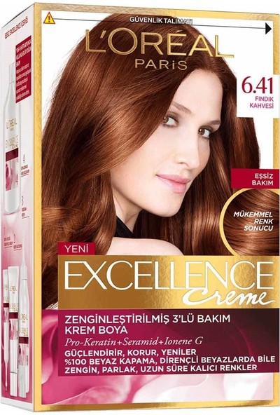 Loreal Paris Excellence Creme Saç Boyası 6.41 Fındık Kahvesi Loreal Paris Excellence Creme Saç Boyası 6.41 Fındık Kahvesi