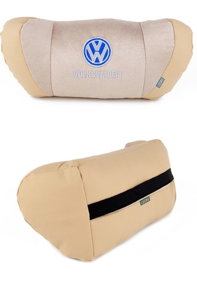 Lugmo Volkswagen Logolu Araç Oto Koltuk Başlık Yastığı 5d Özellikli Bej Renk 2 Adet Lugmo Volkswagen Logolu Araç Oto Koltuk Başlık Yastığı 5d Özellikli Bej Renk 2 Adet