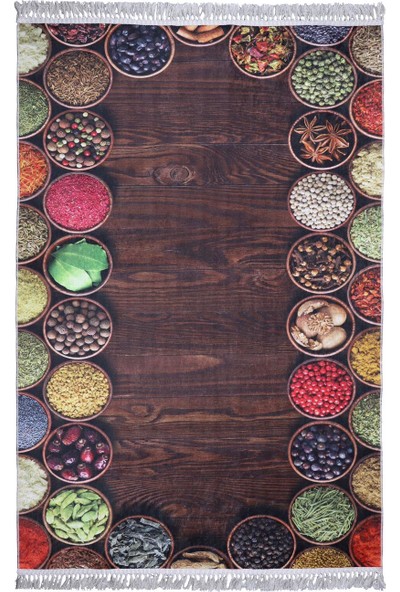Atb Dekoratif Özel Tasarım Mutfak Halısı Modern Yıkanabilir 80 x 120 cm