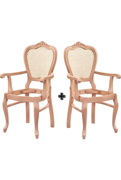 Masifart Maior Hasırlı Klasik Oymalı Kollu Sandalye 2li Ham Ahşap 4549 Masifart Maior Hasırlı Klasik Oymalı Kollu Sandalye 2li Ham Ahşap 4549